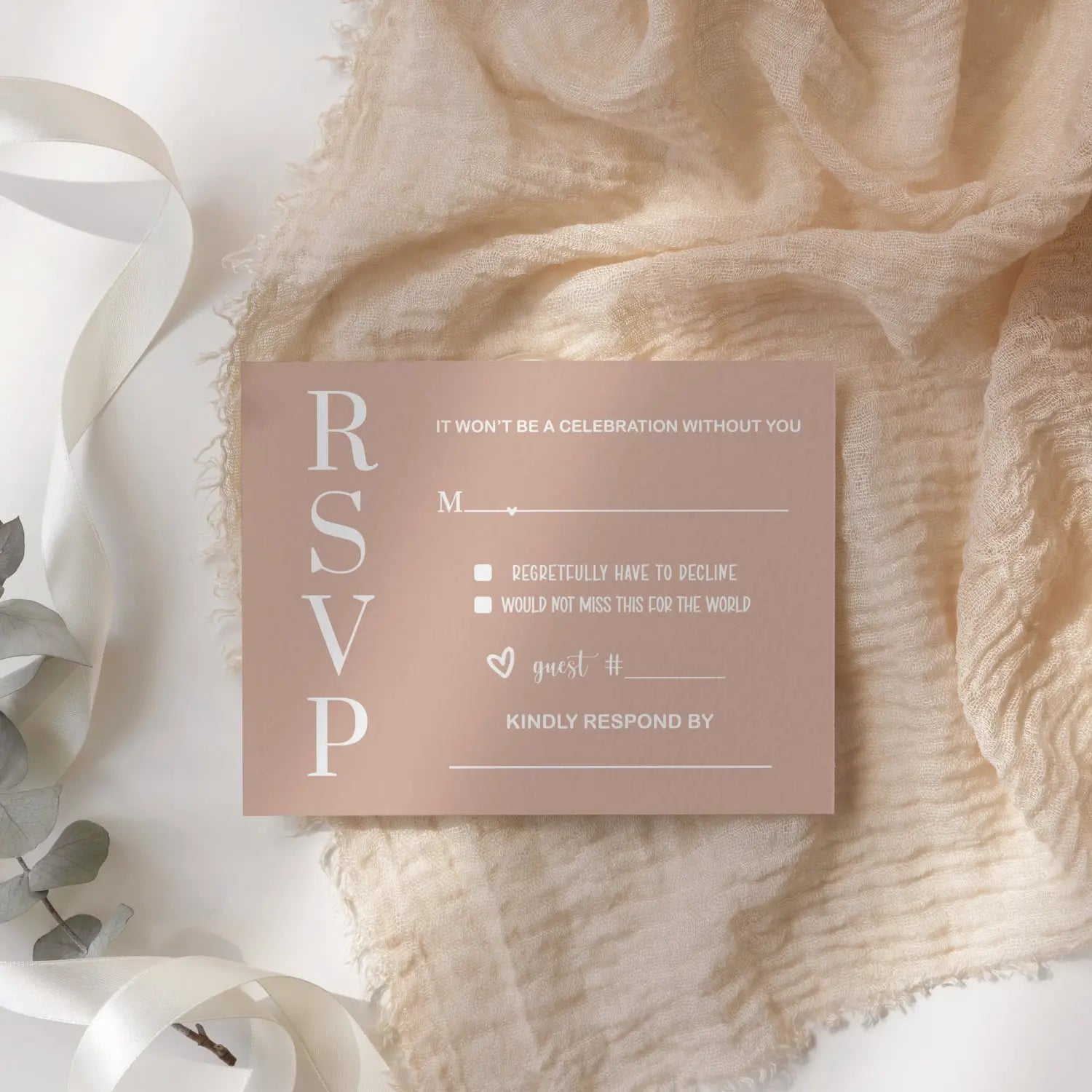 Desert Rose RSVP Card 25 Pack | Minimalist Wedding Invitation Response – Paper Clever Party
